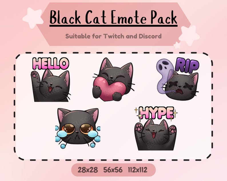 Cute Black Cat Emote Pack for Twitch, Discord - Etsy