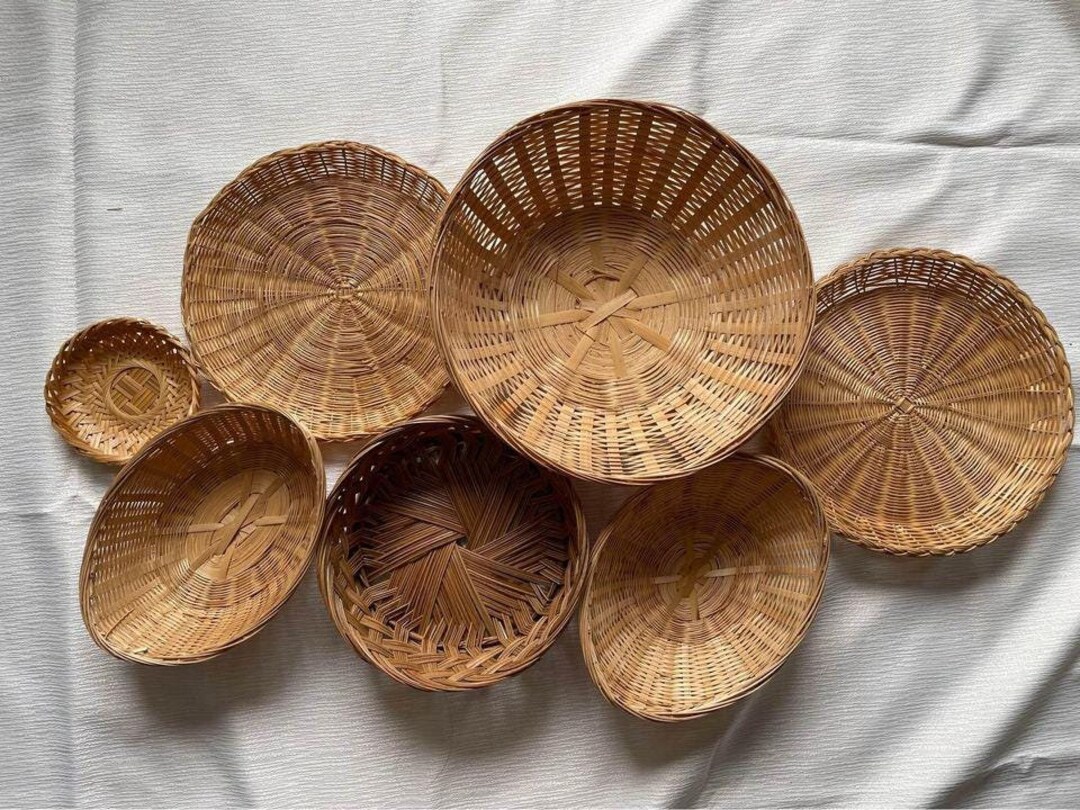 Vintage Boho Rustic Basket Wall Wicker Basket Wall Set of 7 - Etsy