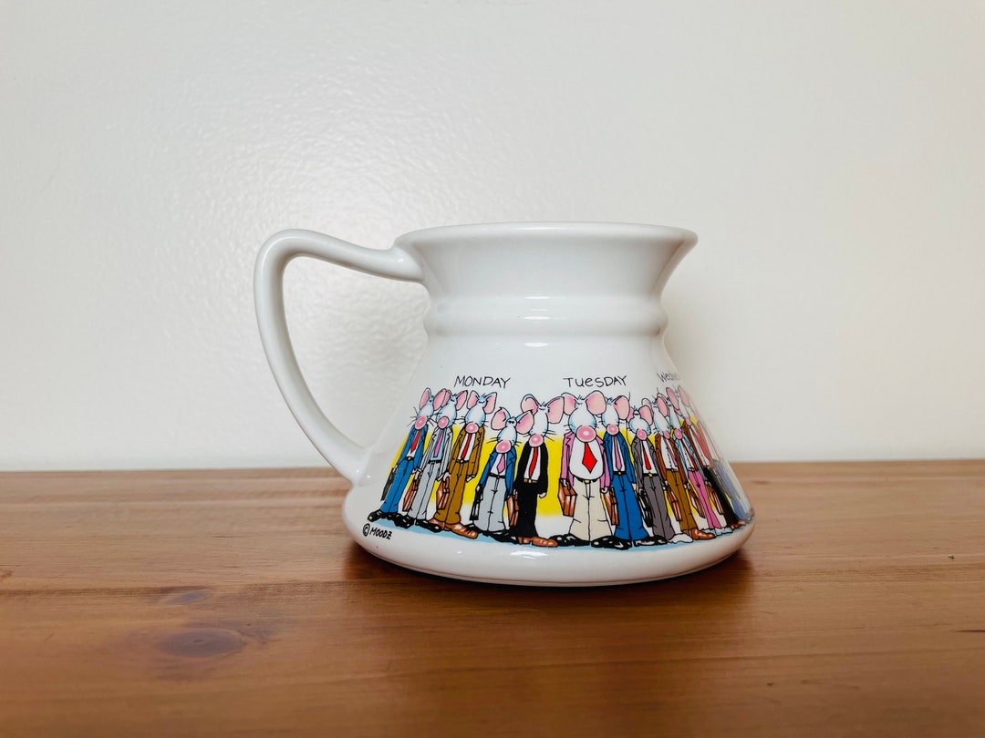 Vintage No Spill Ceramic Wide Bottom Travel Mug - Days of the Week ...