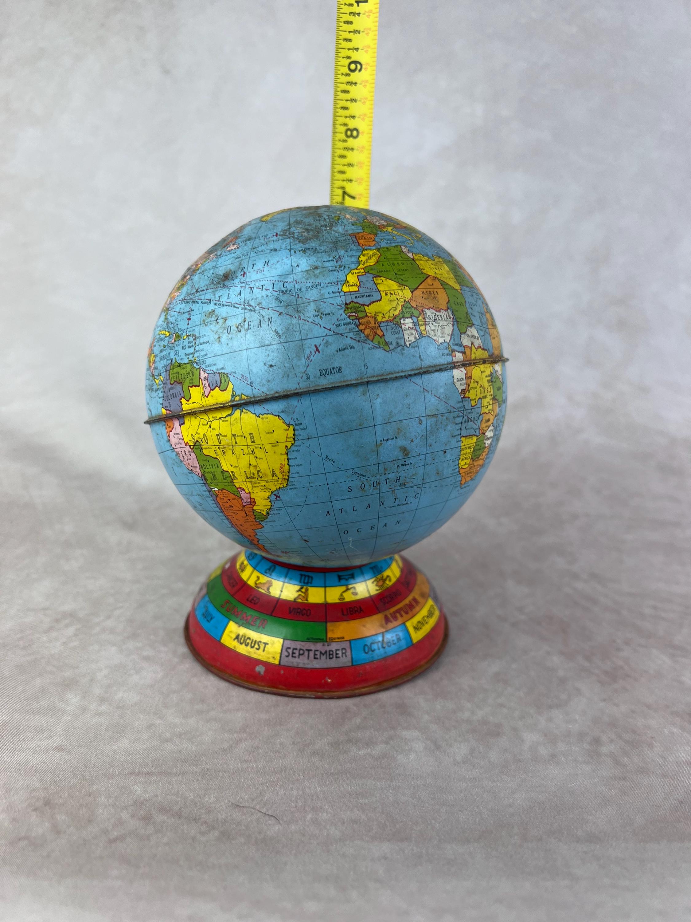 Vintage Early 1950s Globe Coin Bank Tin - Etsy