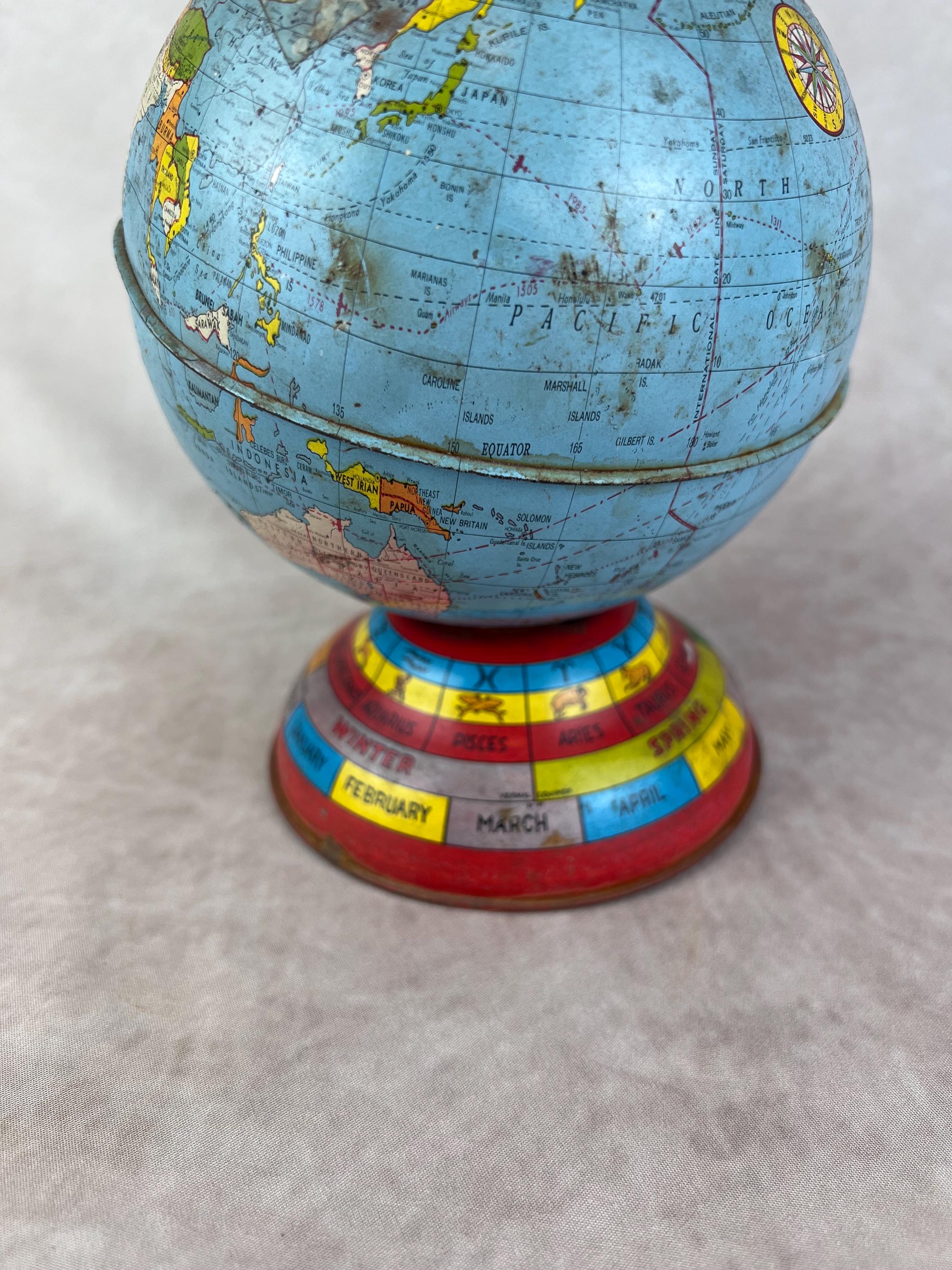 Vintage Early 1950s Globe Coin Bank Tin - Etsy