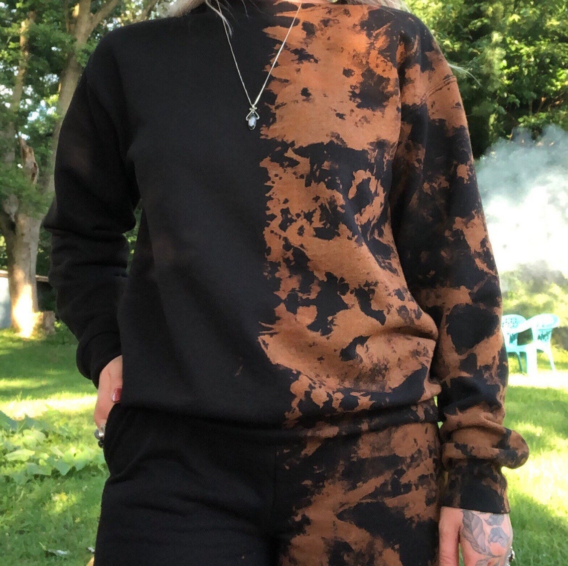 Split Dye Reversed Tie Dye Half Black Half Bleached Acid - Etsy