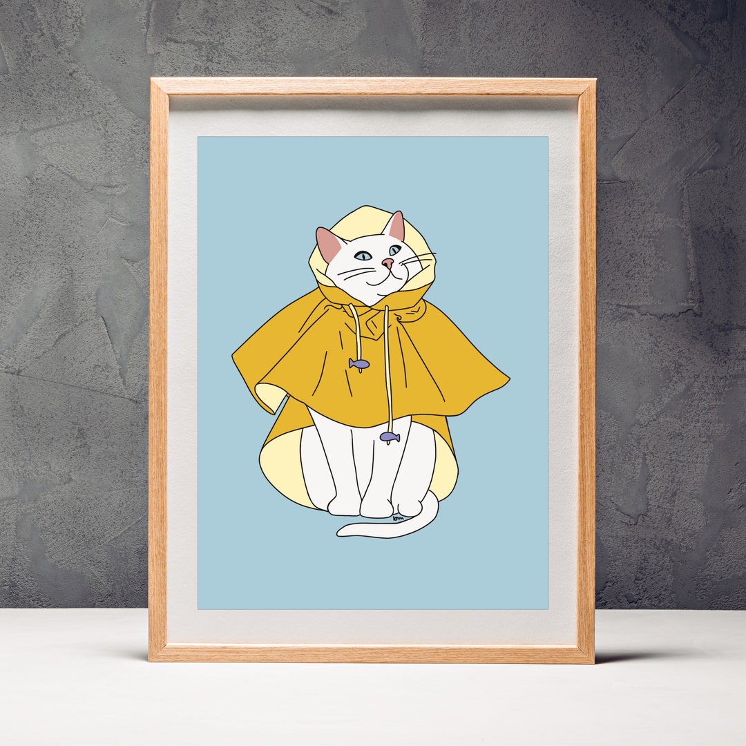 Cat Raincoat — Digital Download Print - Etsy