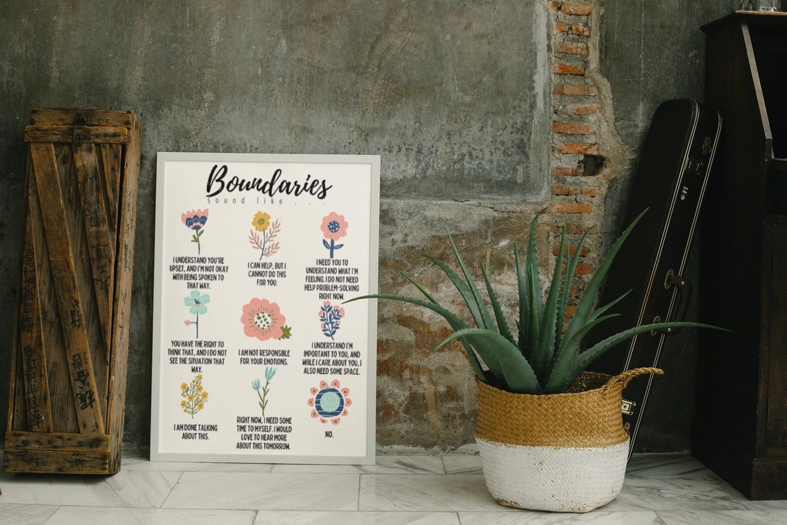 Boundaries Print | Psychology Art | Therapy Office Decor | Counselor ...
