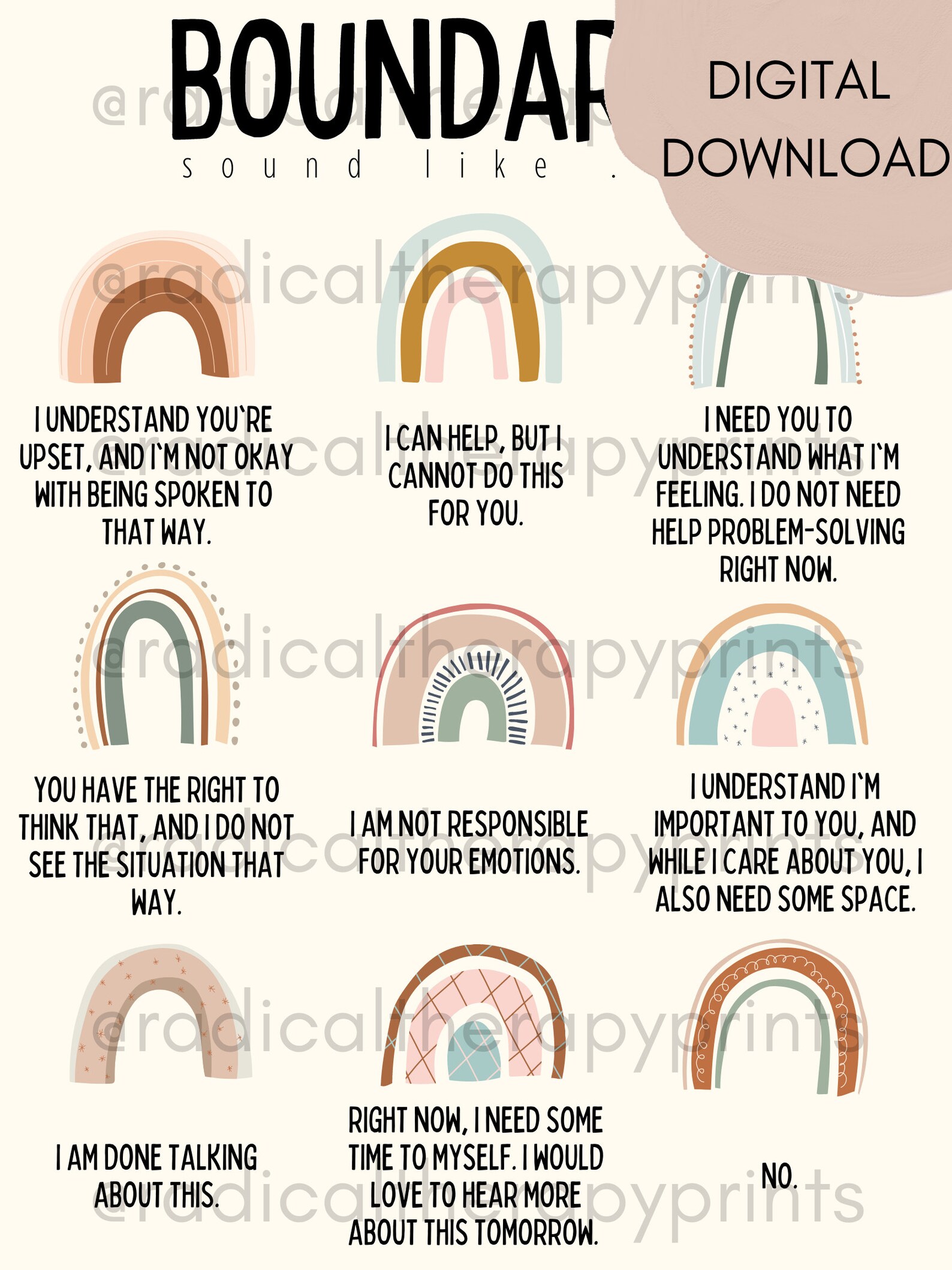 Boundaries Print | Psychology Art | Therapy Office Decor | Counselor ...