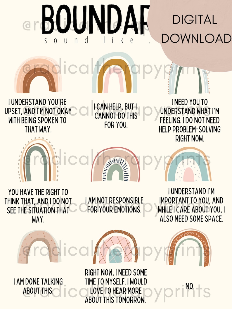Boundaries Print | Psychology Art | Therapy Office Decor | Counselor ...