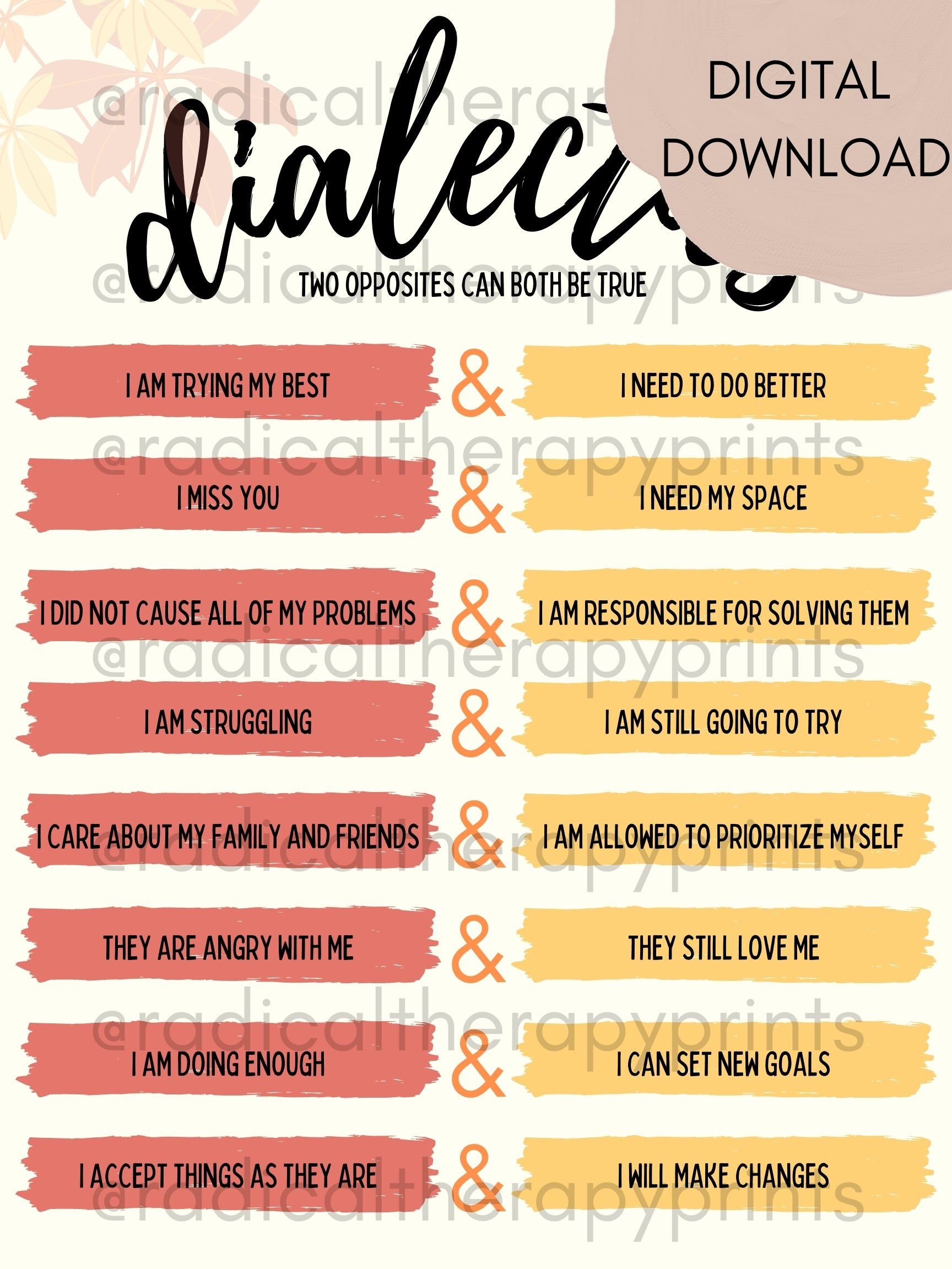 Dialectics DBT Art | Psychology Art | Therapy Office Decor | Counselor ...