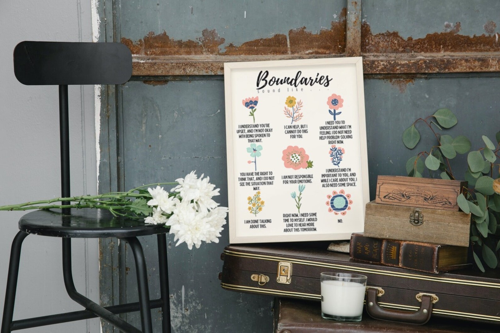 Boundaries Print | Psychology Art | Therapy Office Decor | Counselor ...