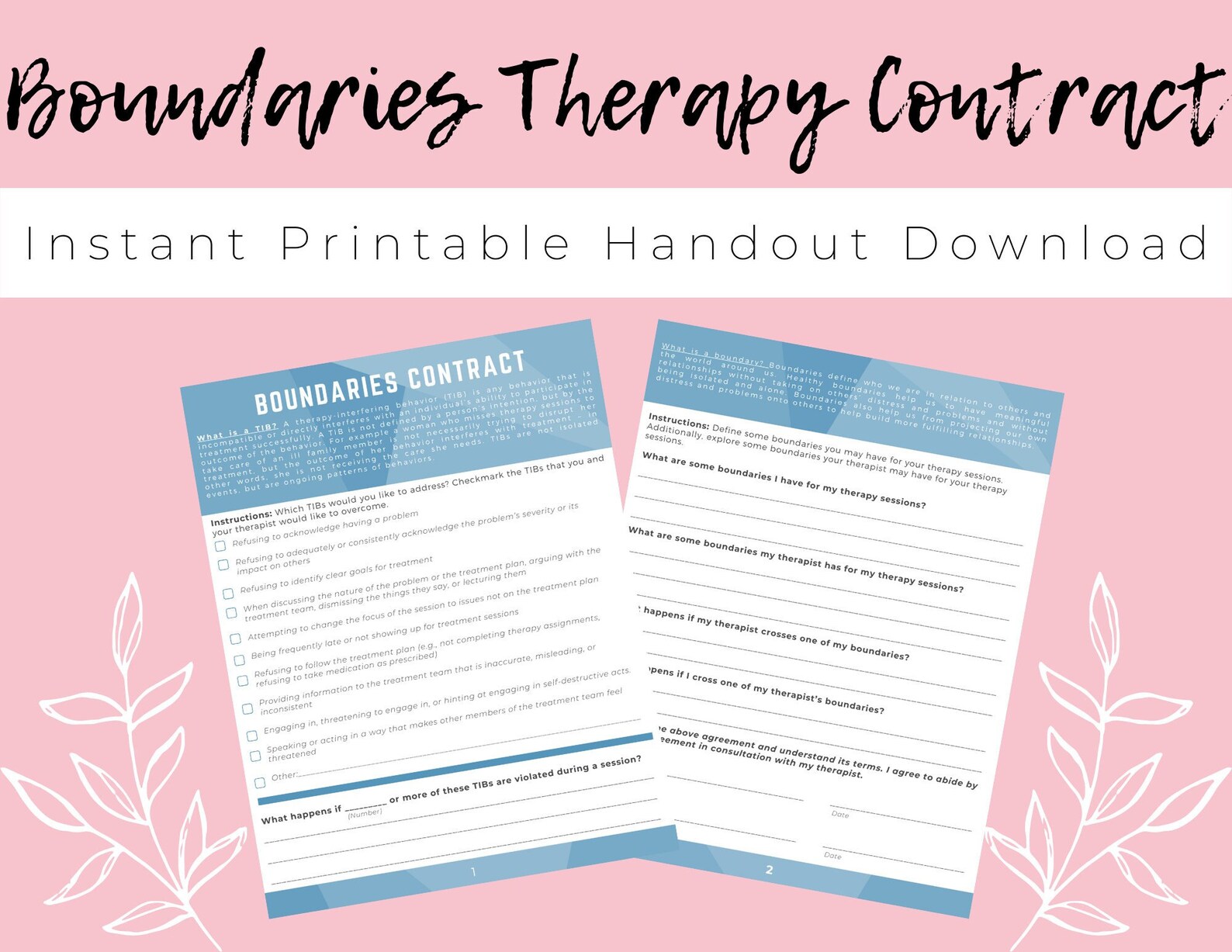 DBT Boundaries Contract | Therapy Handout | Dialectical Behavior ...