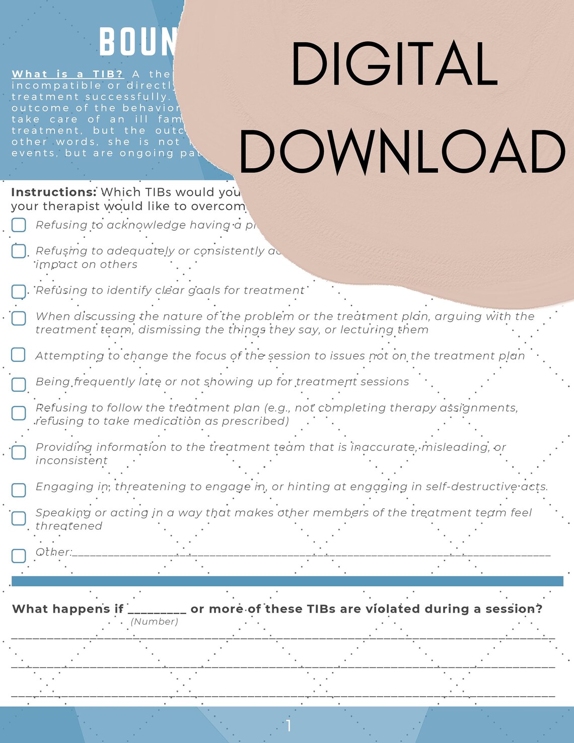 DBT Boundaries Contract | Therapy Handout | Dialectical Behavior ...