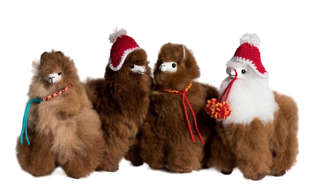 Fluffy Alpaca 8.5in Tall Figure Toy, Soft Stuffed Llama Fur Birthday ...