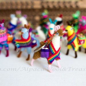Set of 5 Key Chain Llama Alpaca Wool Scarf, Keychain Miniature Llama ...