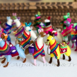 Set of 5 Key Chain Llama Alpaca Wool Scarf, Keychain Miniature Llama ...