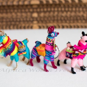 Set of 5 Key Chain Llama Alpaca Wool Scarf, Keychain Miniature Llama ...