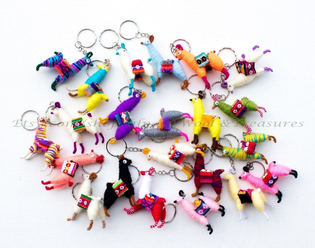 Lot of 100 Llama Key Chain Alpaca Wool, Miniature Assorted Colors ...