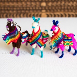 Set of 5 Key Chain Llama Alpaca Wool Scarf, Keychain Miniature Llama ...
