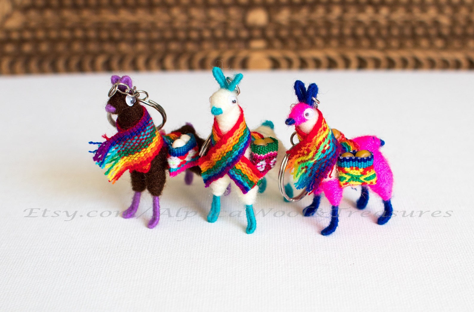 Set of 5 Key Chain Llama Alpaca Wool Keychain Miniature - Etsy