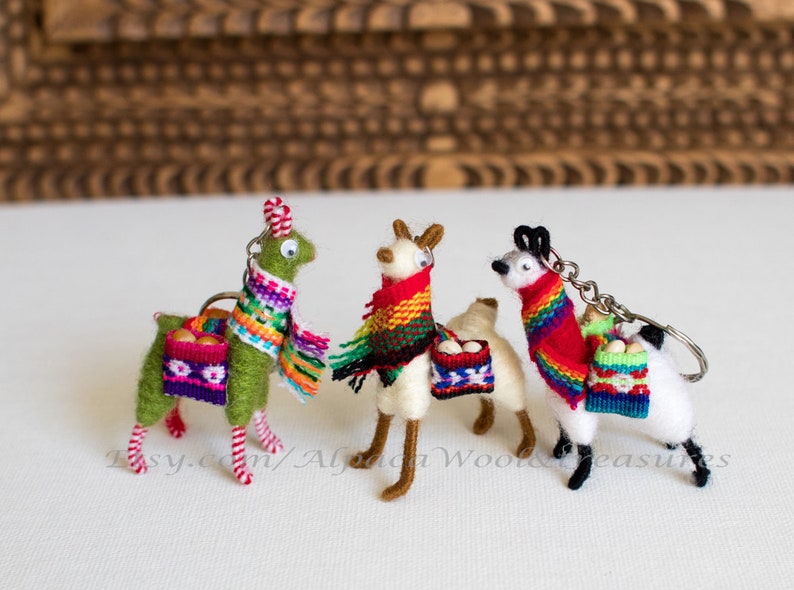 Set of 5 Key Chain Llama Alpaca Wool Keychain Miniature - Etsy