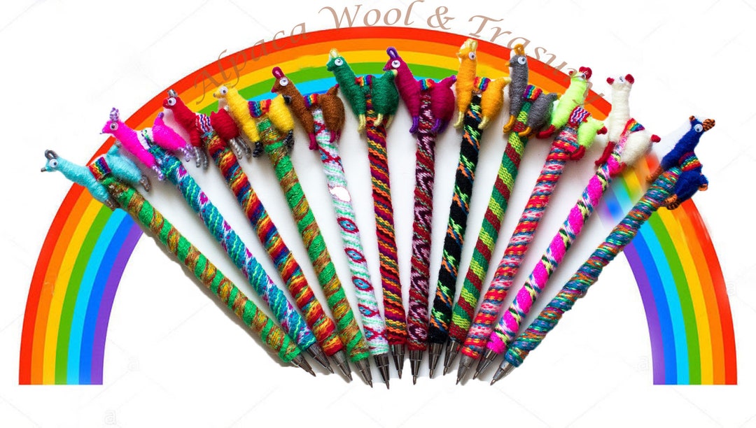 Llama Pen From Alpaca Wool Set of 2 Handmade Wholesale Assorted Colors ...