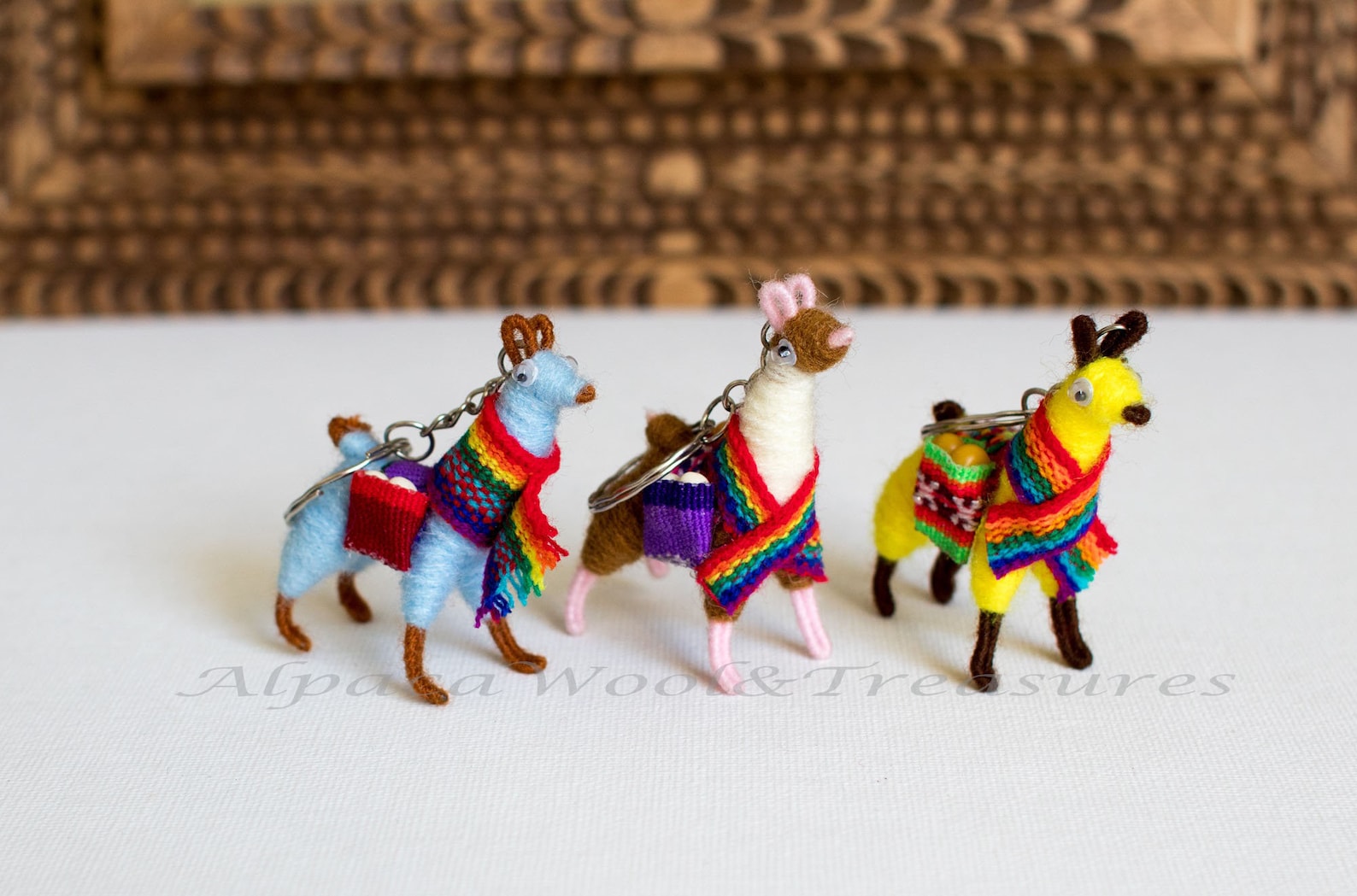 Set of 5 Key Chain Llama Alpaca Wool Keychain Miniature - Etsy