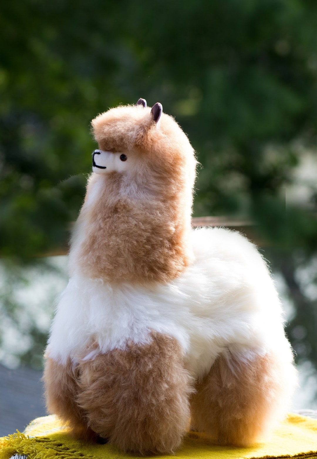 Giant Fluffy Alpaca 19 Inch Tall White, Brown Handmade Stuffed Ornament ...