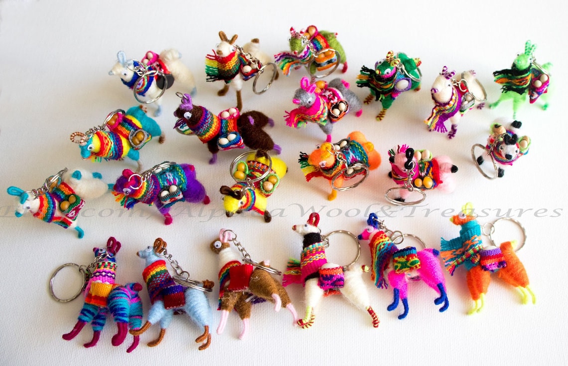 Set of 5 Key Chain Llama Alpaca Wool Keychain Miniature - Etsy