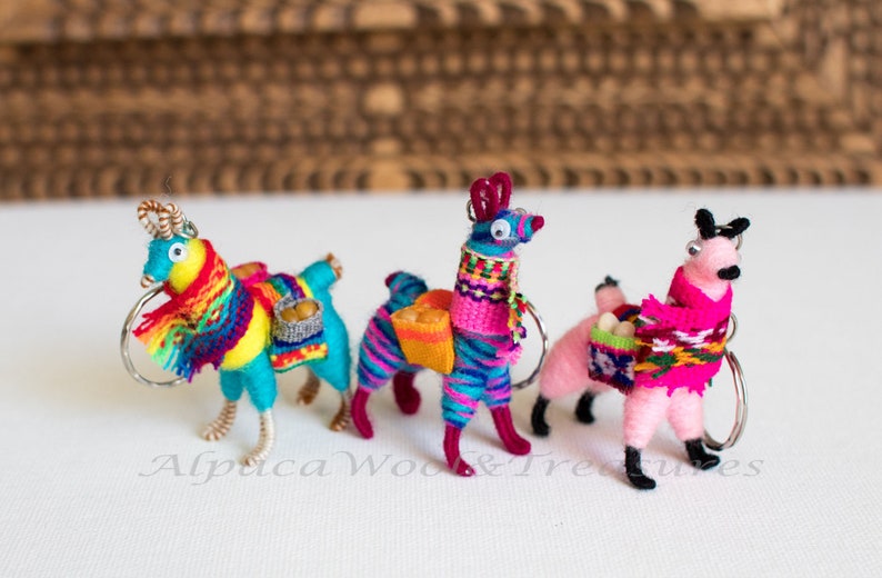 Set of 5 Key Chain Llama Alpaca Wool Keychain Miniature - Etsy
