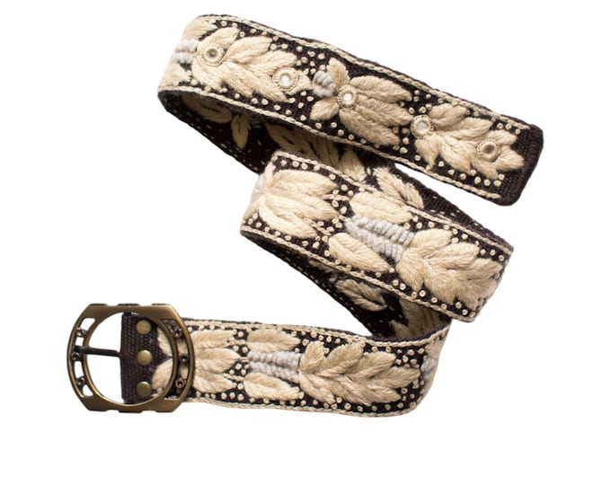 Embroidered Belt Hand Stitched From Alpaca Wool in Bloom Floral Belt - Etsy