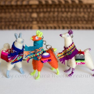 Set of 5 Key Chain Llama Alpaca Wool Scarf, Keychain Miniature Llama ...