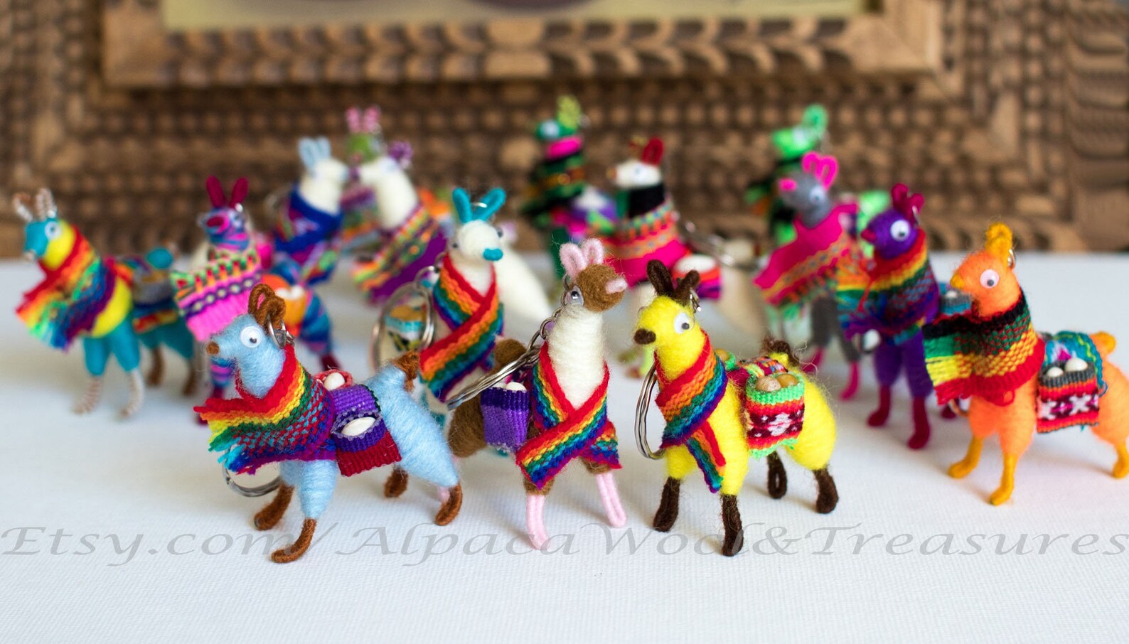 Set of 5 Key Chain Llama Alpaca Wool Keychain Miniature - Etsy