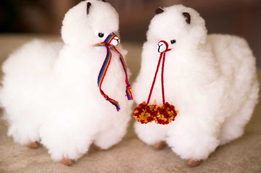 Fluffy Alpaca Figure 9 Inch Tall White Wholesale Handmade Stuffed ...
