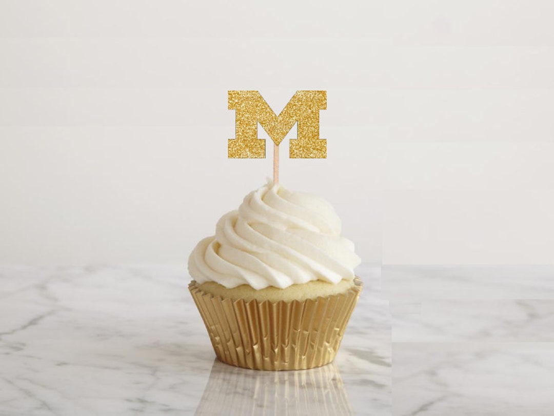 Glitter U of M Football Cupcake Toppers, Cupcake Toppers, University of ...