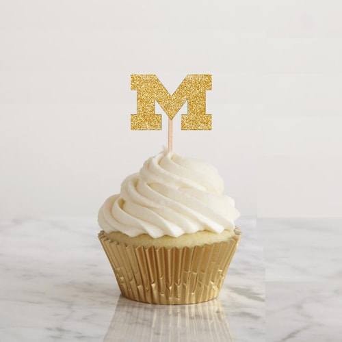 Glitter U of M Football Cupcake Toppers Cupcake Toppers - Etsy