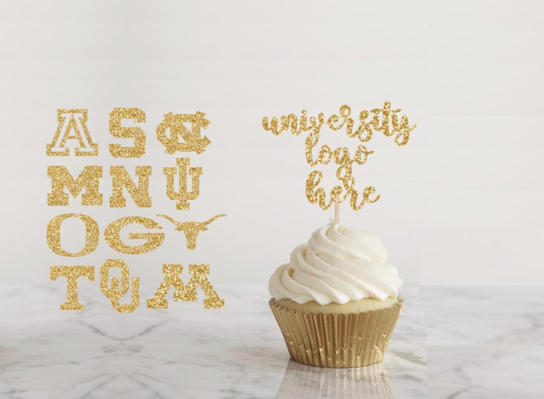 Custom Graduation Cupcake Toppers, University and College Logo Cupcake ...