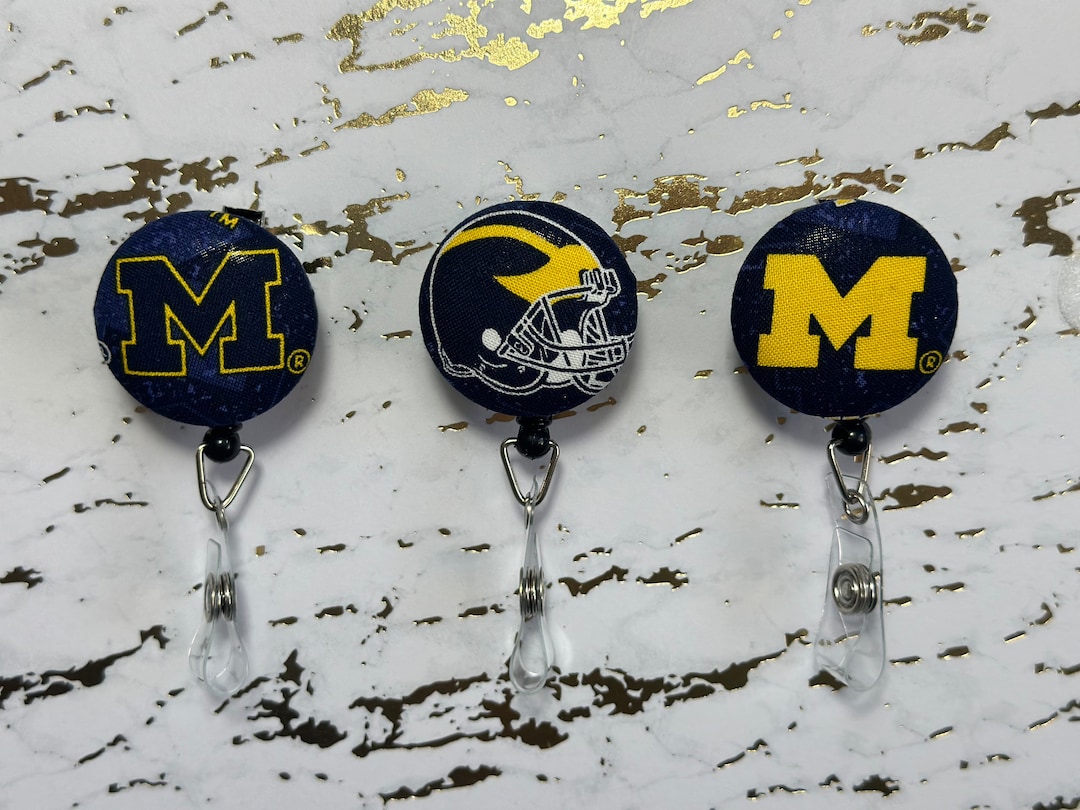 University of Michigan Badge Reel Buttons. U of M Wolverines Badge ...