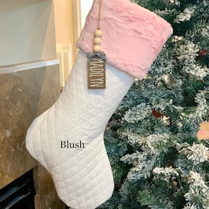 Pink Christmas Stocking, Personalized Christmas Stocking, Pink Faux Fur ...