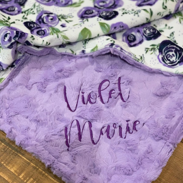 Violet Flower Personalized Baby Blanket - Etsy
