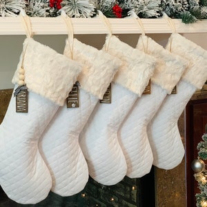 Ivory Faux Fur Christmas Stocking, Christmas Stocking, Personalized ...