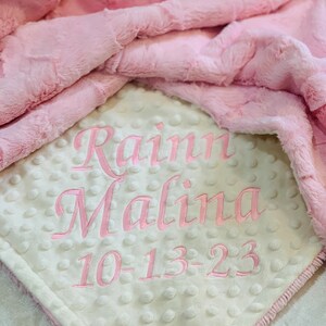 Personalized Baby Blanket, Girl Blanket, Minky Baby Blanket, Pink Blush ...