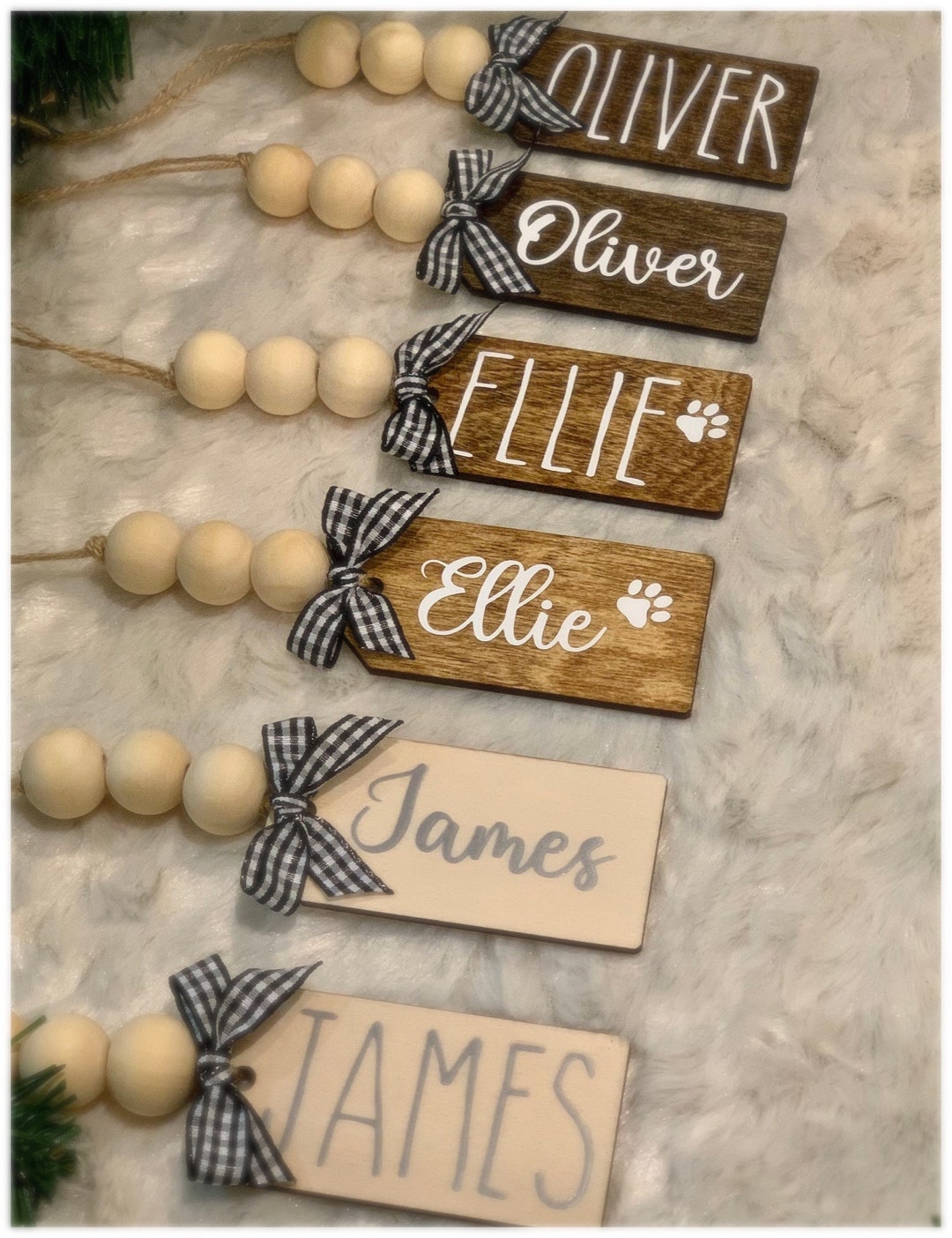Wooden Name Tag, Personalized Stocking Tag, Farmhouse Christmas Name ...