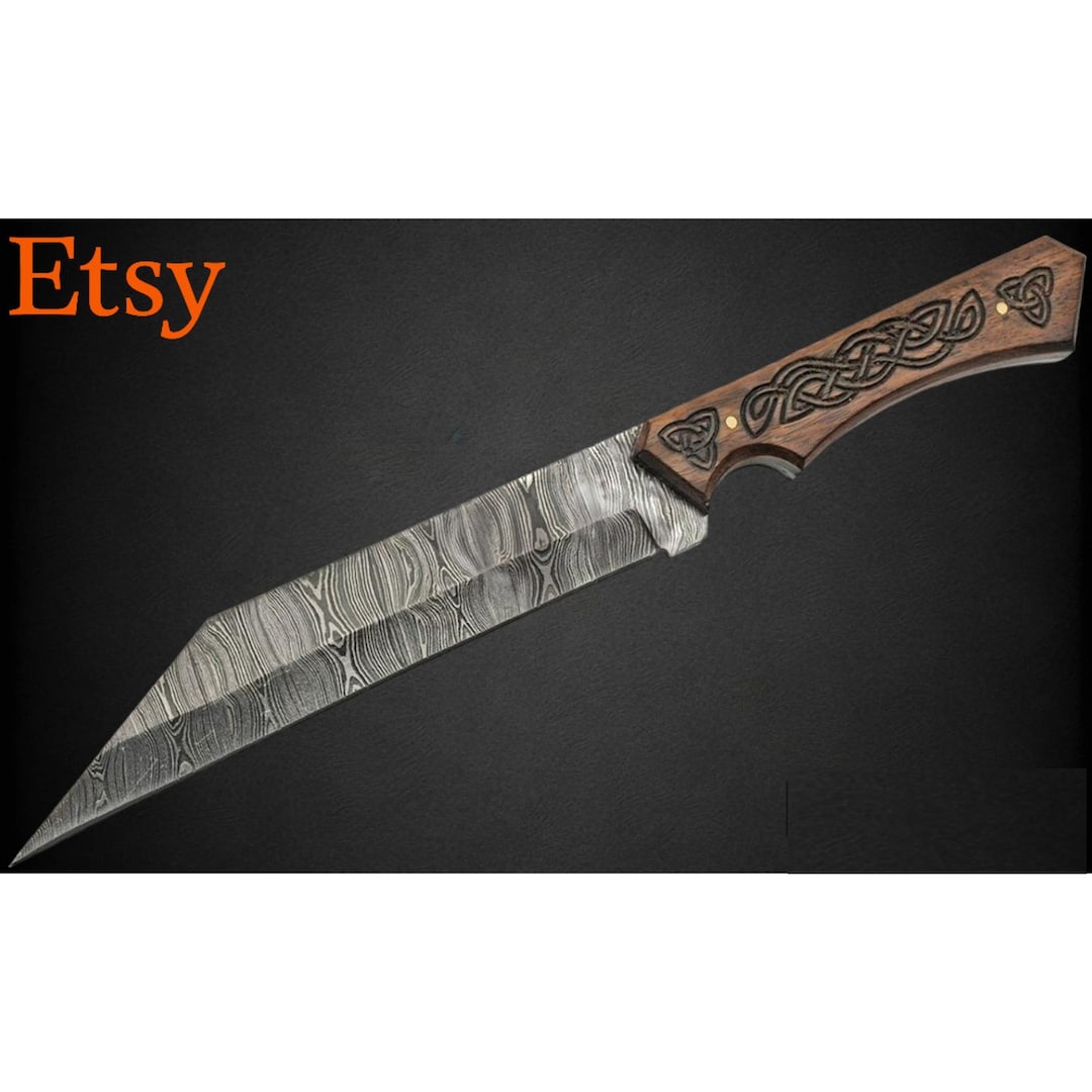 Celtic Seax Blade With Engraved Wooden Handle Authentic Viking Knife ...