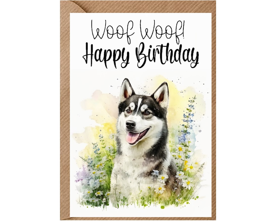 Husky Dog Birthday Card (6"x 4") With Envelope - Ideal for Any Occasion ...