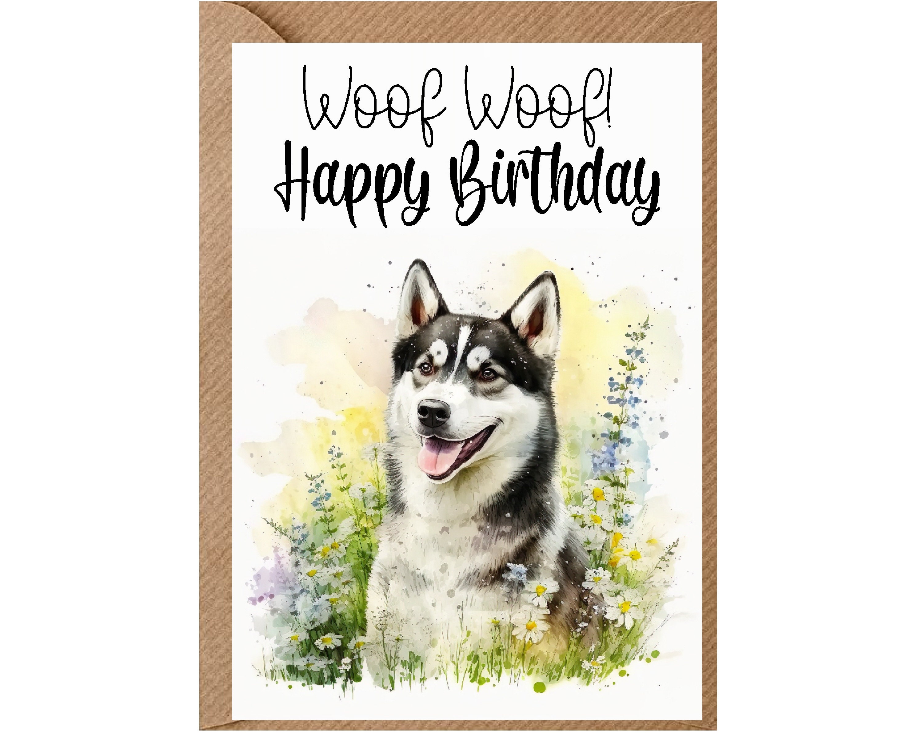 Husky Dog Birthday Card (6"x 4") With Envelope - Ideal for Any Occasion ...