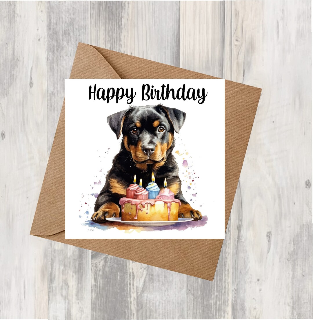 Rottweiler Dog 6"x 6" Birthday Card- Starprint Gifts and Designs. Space ...