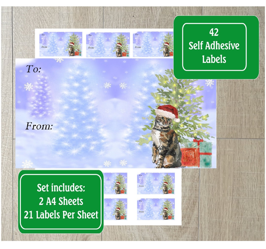 Tabby Cat Christmas Labels, A Great Gift for Any Cat Lover. Can Be ...