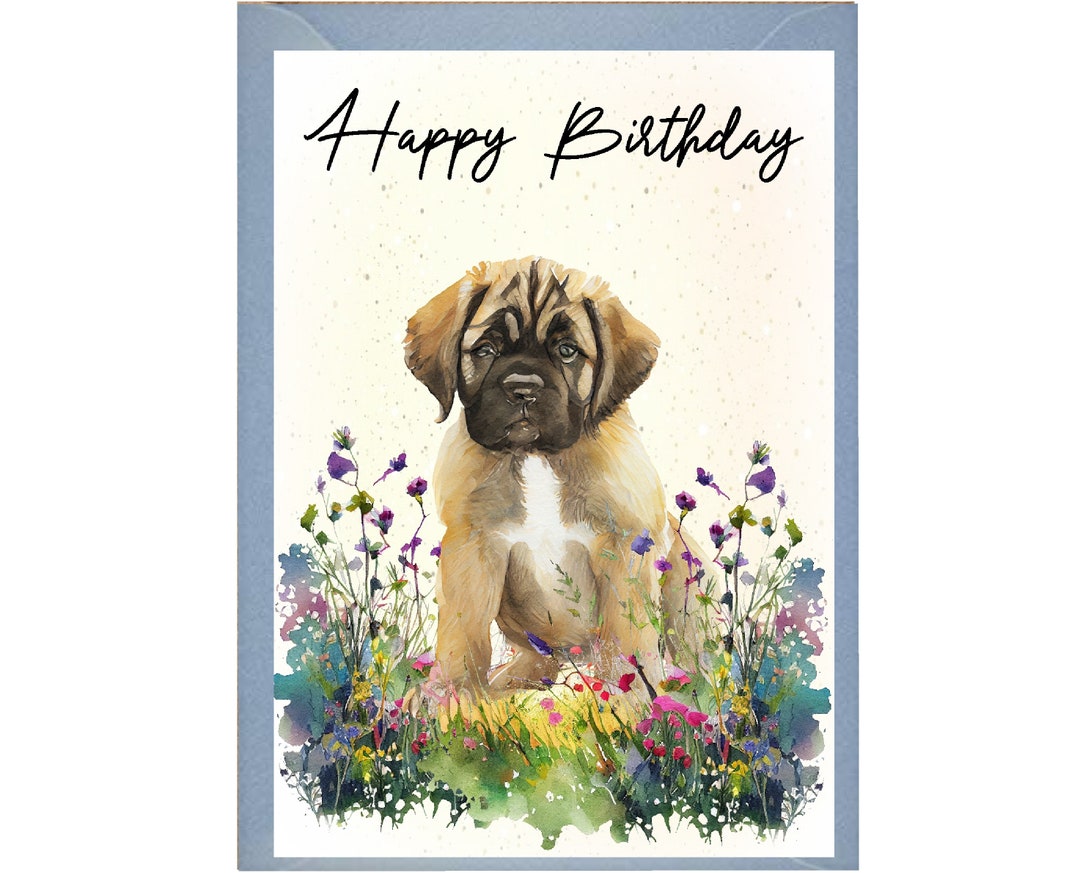Bull Mastiff Dog Birthday Card /notelet (6"x 4") With Envelope - Ideal ...