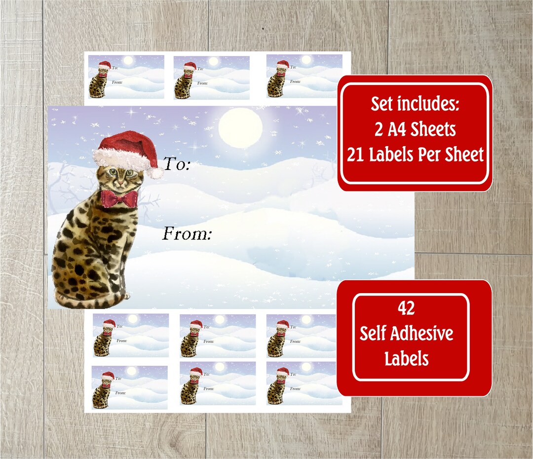Bengal Cat Christmas Labels, A Great Gift for Any Cat Lover. Can Be ...