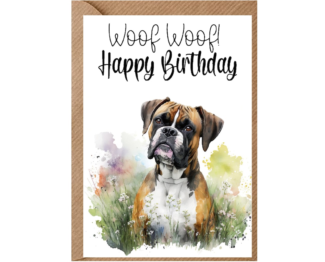 Boxer Dog Birthday Card (6"x 4") With Envelope - Ideal for Any Occasion ...