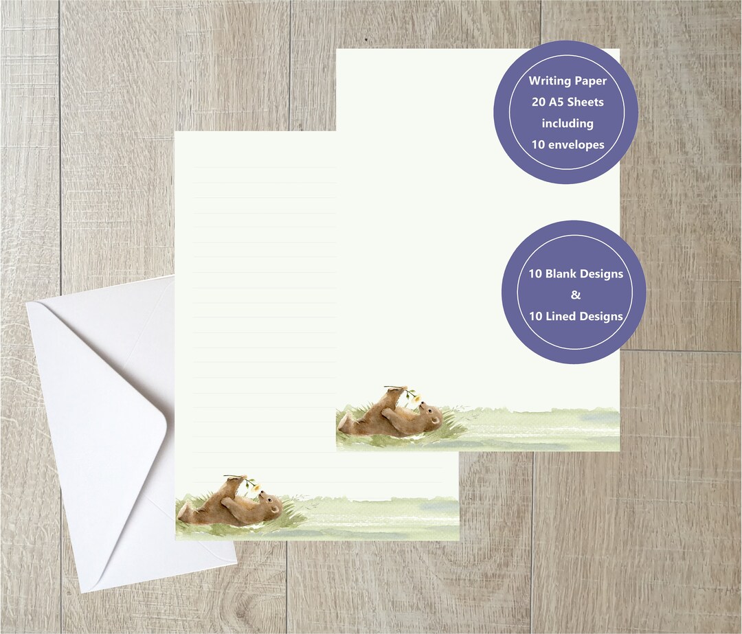 Beautiful Wildlife Writing Paper Featuring a Fun Playful Bear (20 Pages ...