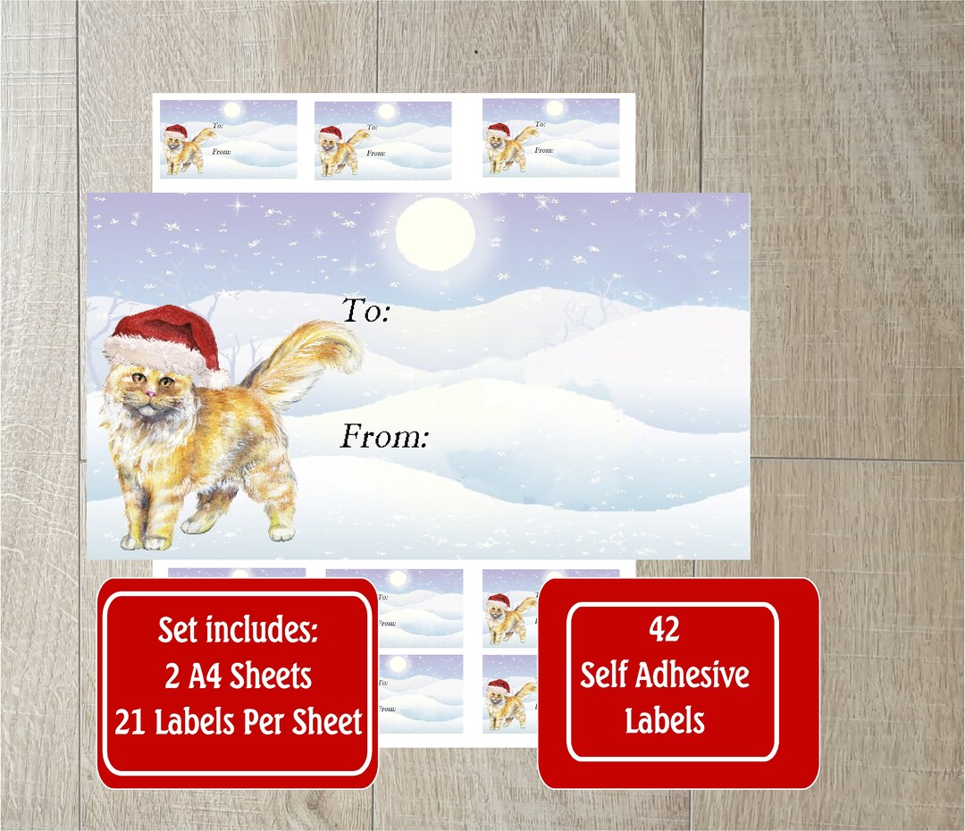 Ginger Maine Coon Cat Christmas Labels, A Great Gift for Any Cat Lover ...